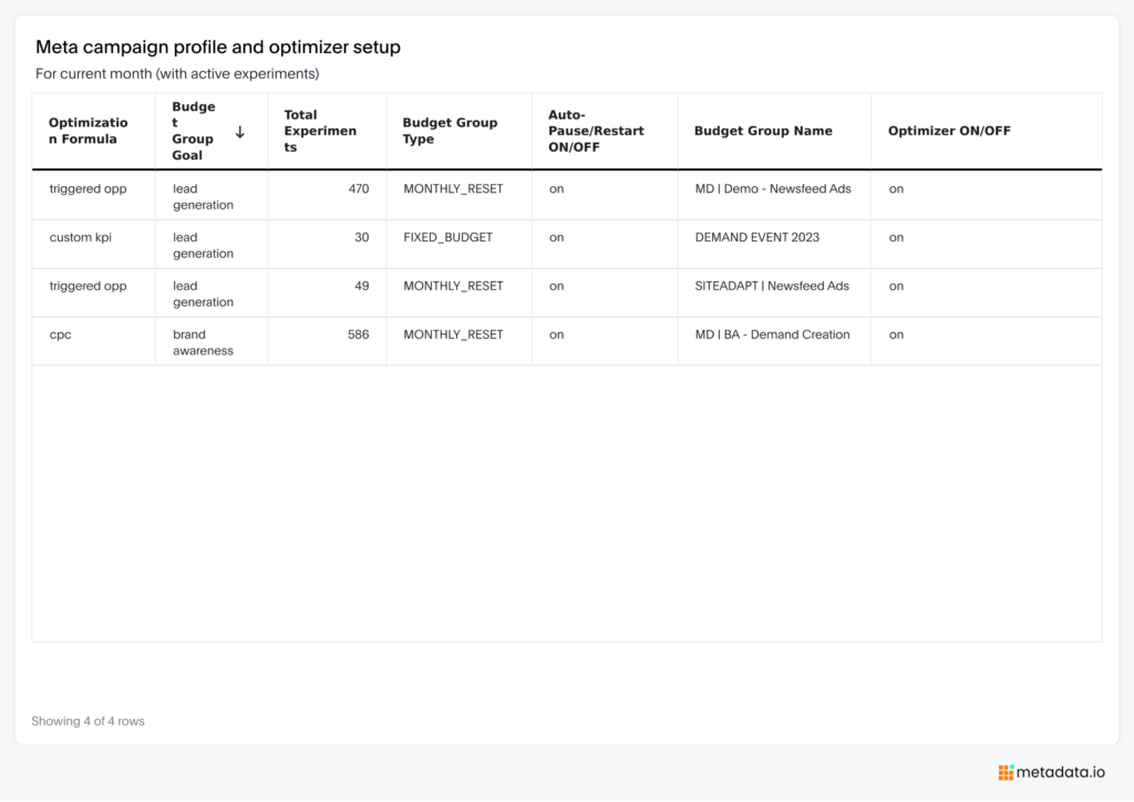 Campaigns and budget setup | Metadata.io